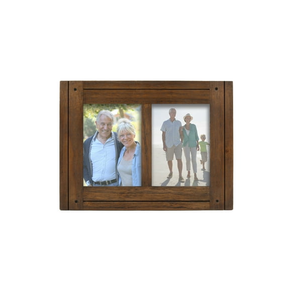 Prinz Homestead Double 5x7 Distressed Walnut Collage Picture Frame ...
