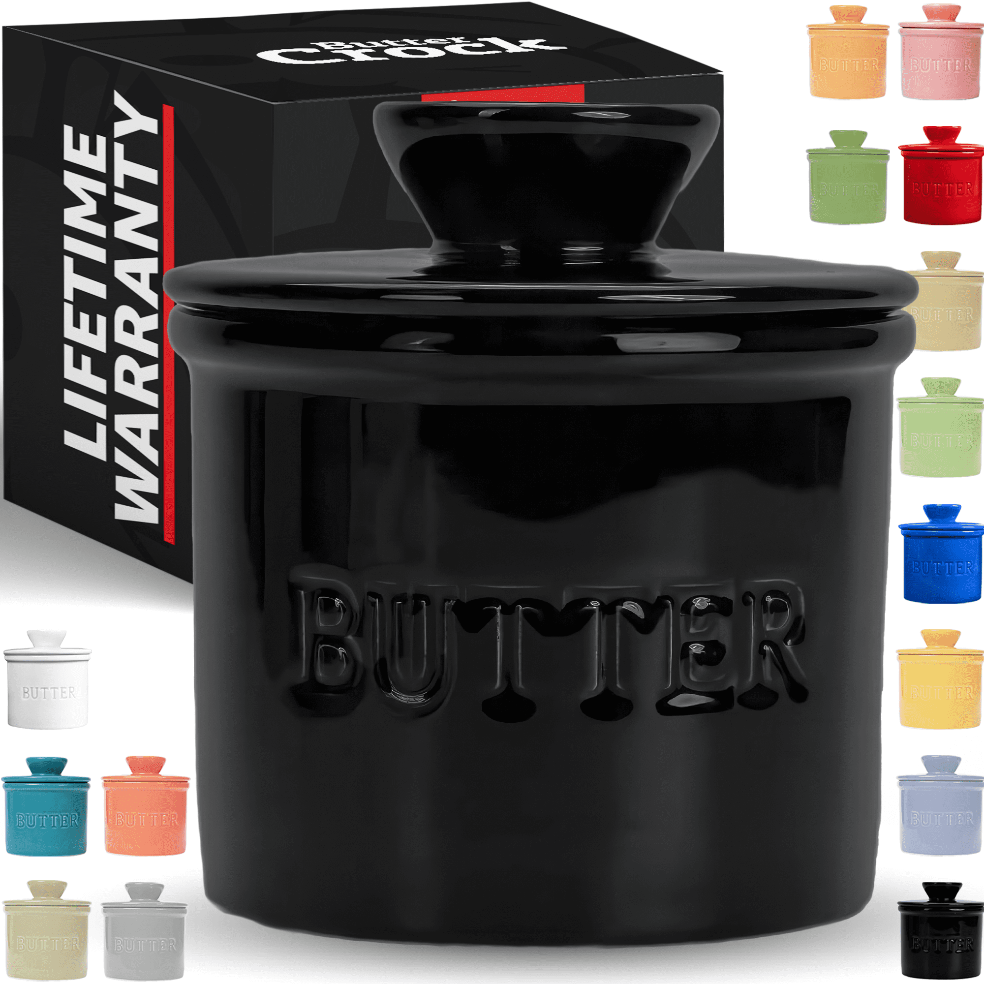 Priority Chef French Butter Crock Ceramic Butter Keeper with Water Line ...