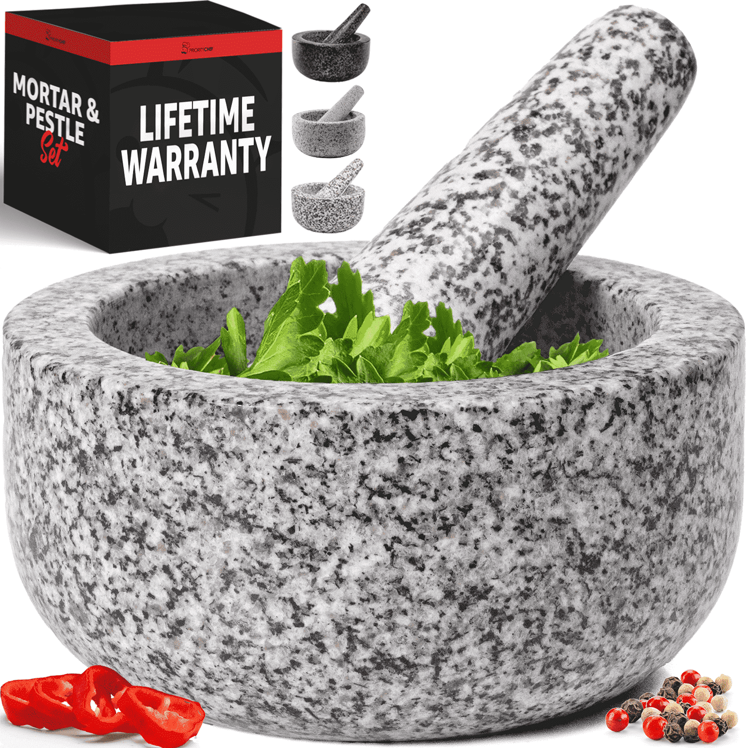 Priority Chef Heavy Duty Small Mortar and Pestle Set, Hand Carved ...