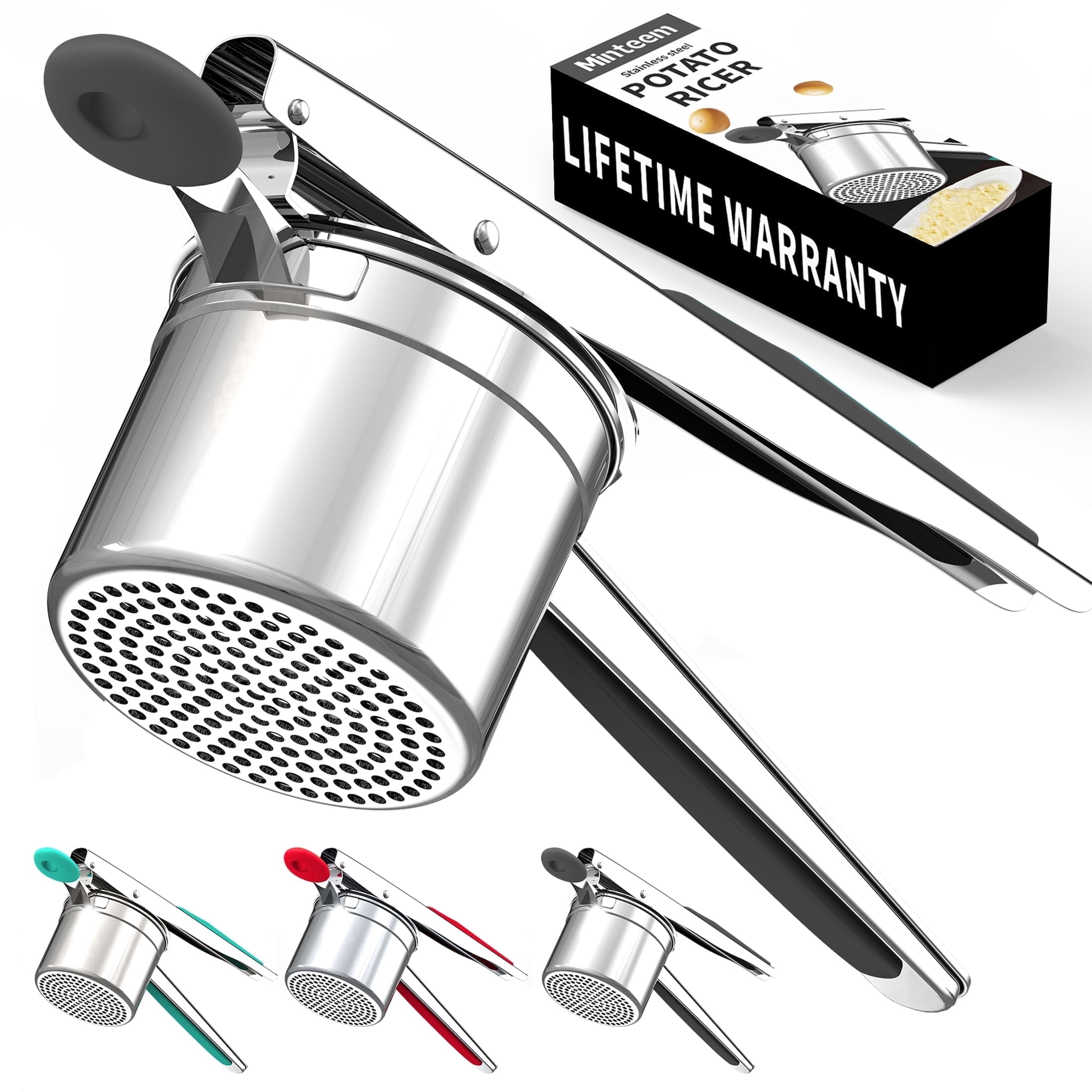 15oz Potato Ricer,Long Handle Heavy Duty Stainless Steel Potato Masher ...