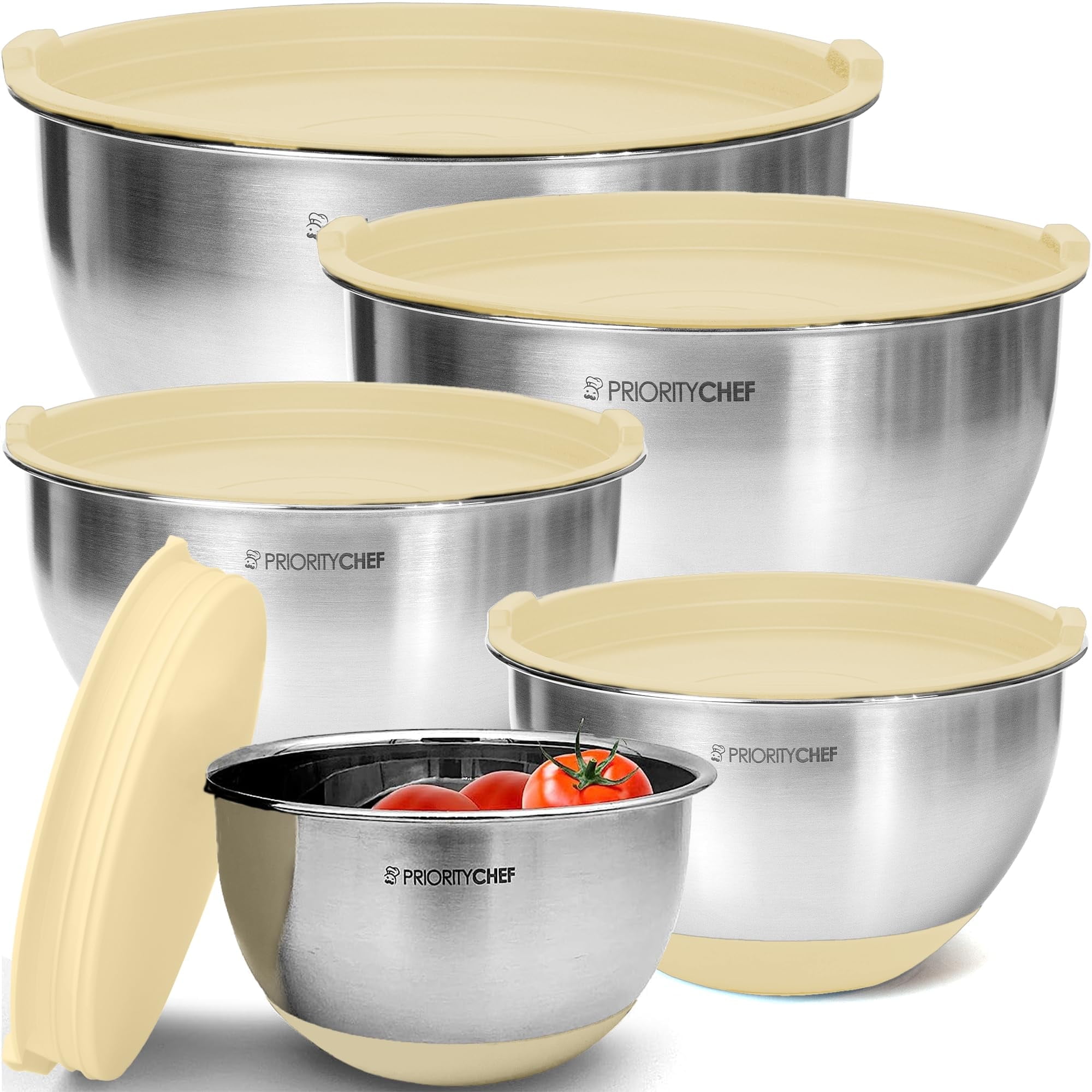 Priority Chef Premium Mixing Bowls with Airtight Lids, 5-Pc Stainless ...