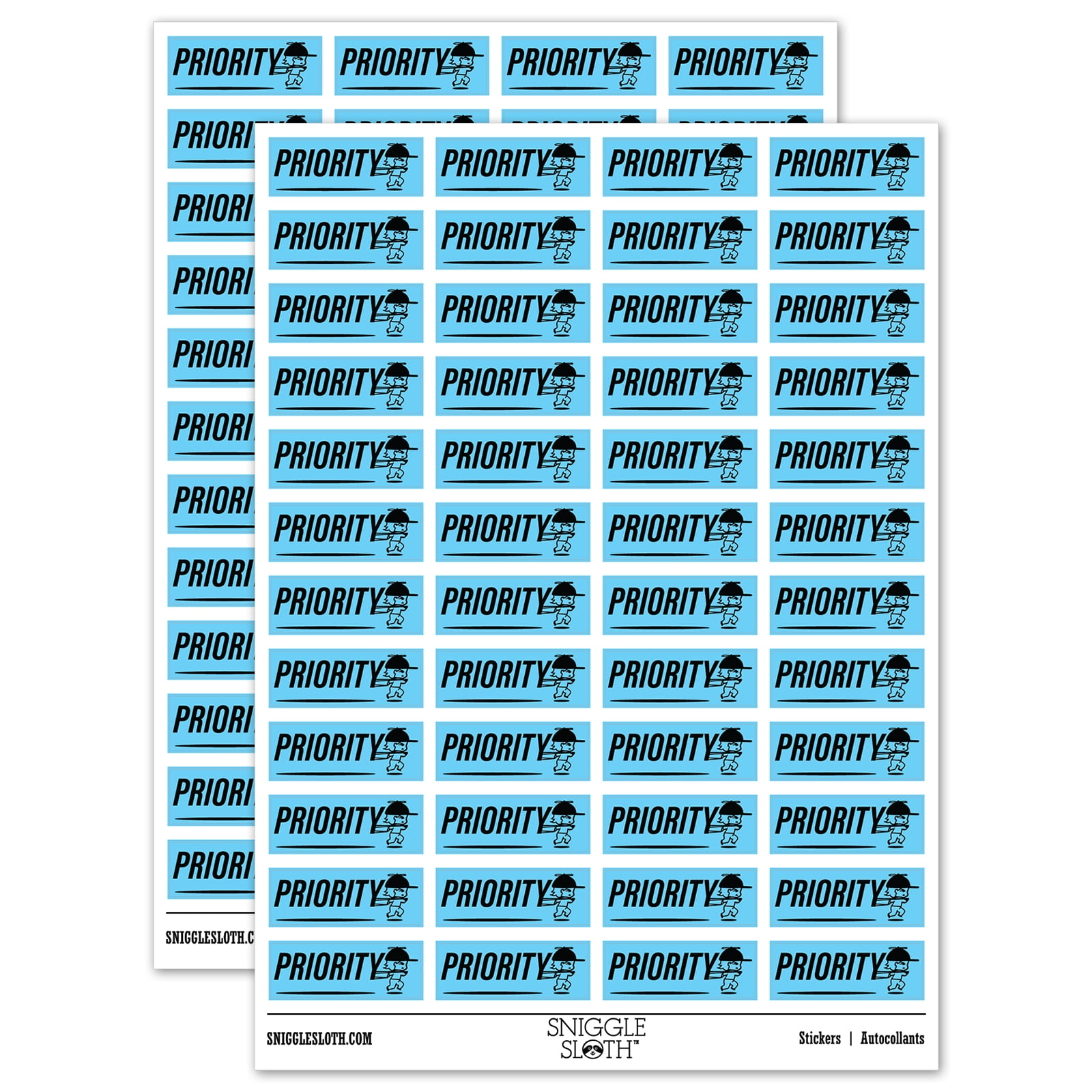 Priority Mail Service Expedited Running Person Sticker Set - Light Blue ...