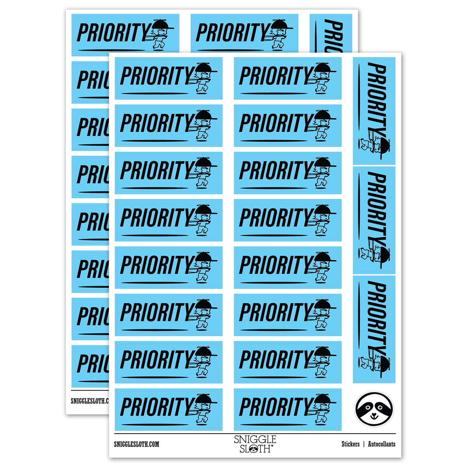 Priority Mail Service Expedited Running Person Sticker Set - Light Blue ...