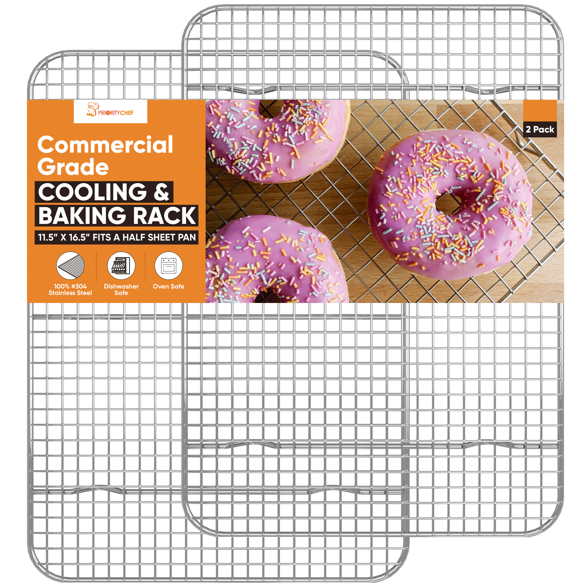 PriorityChef 18/8 Stainless Steel Cooling Rack, Heavy Duty Baking Rack ...