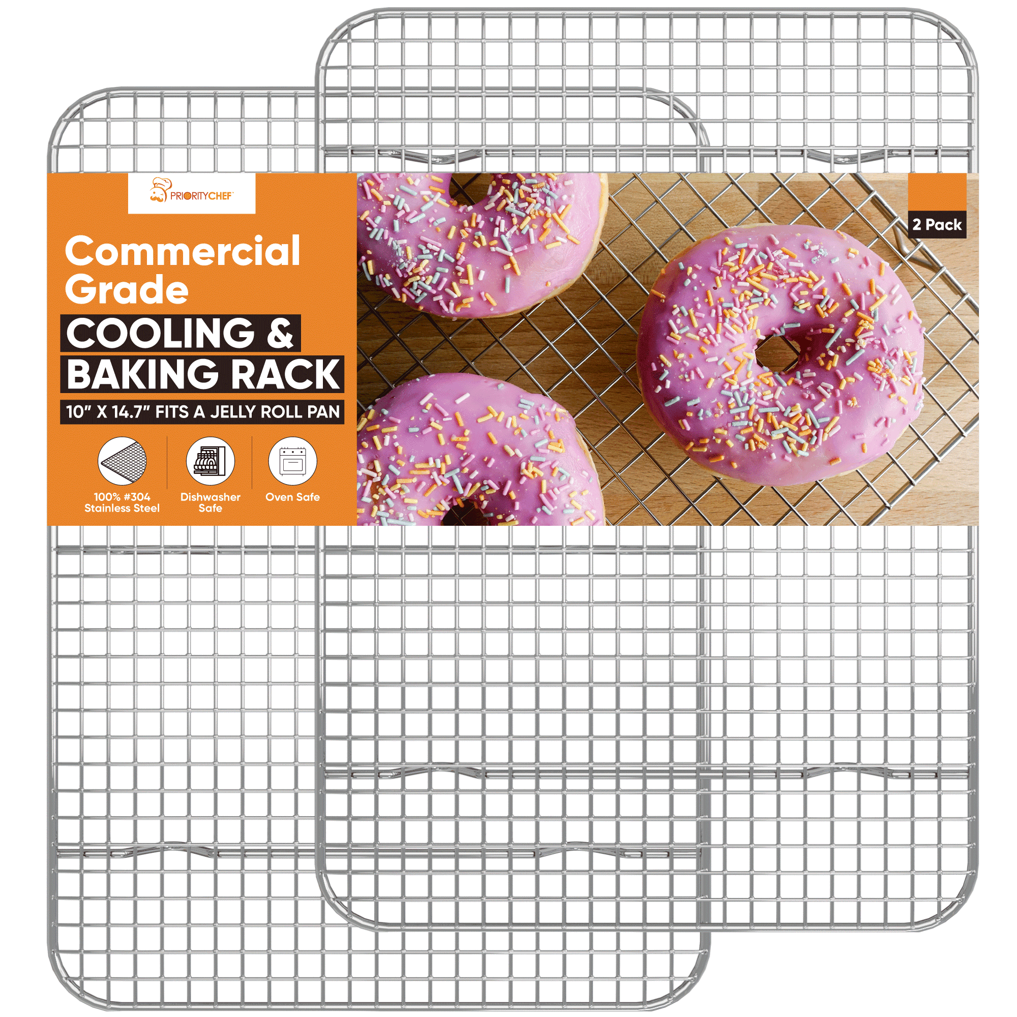 PriorityChef 18/8 Stainless Steel Cooling Rack, Heavy Duty Baking Rack ...