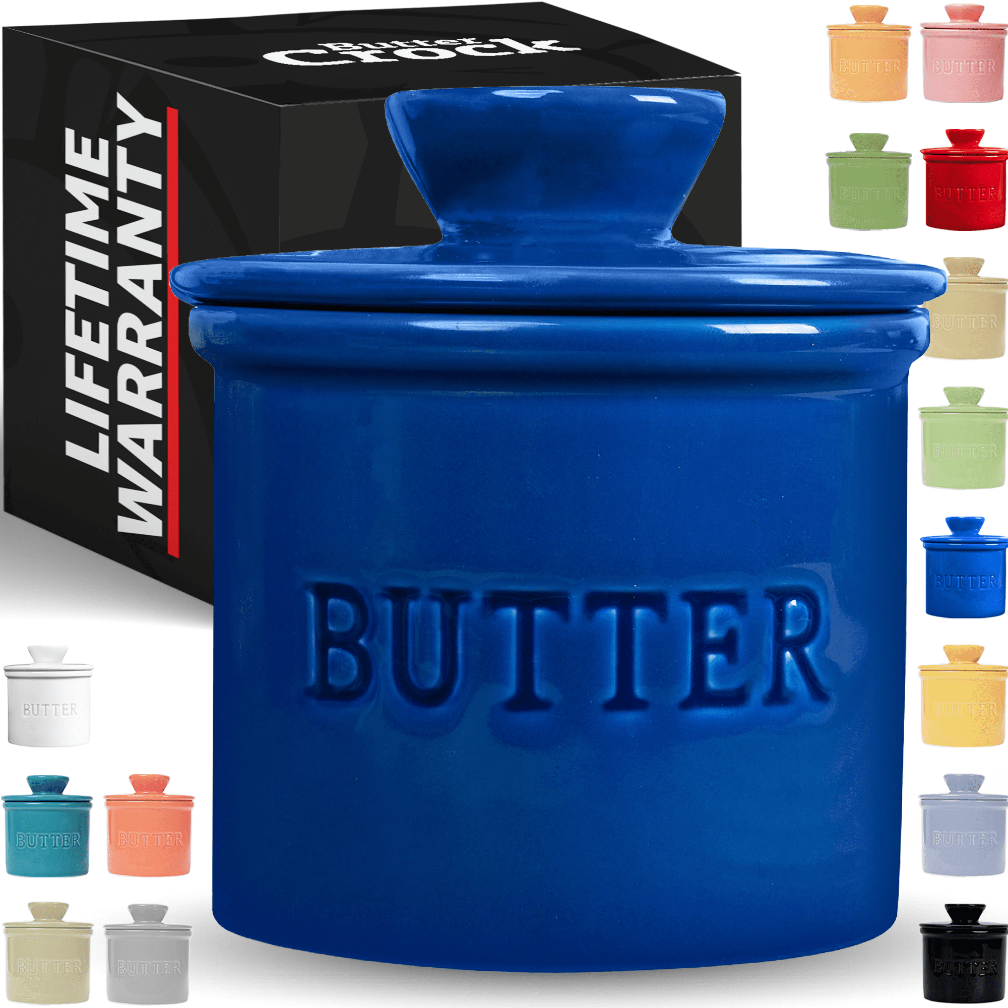 PriorityChef French Butter Crock for Counter With Water Line, Ceramic ...