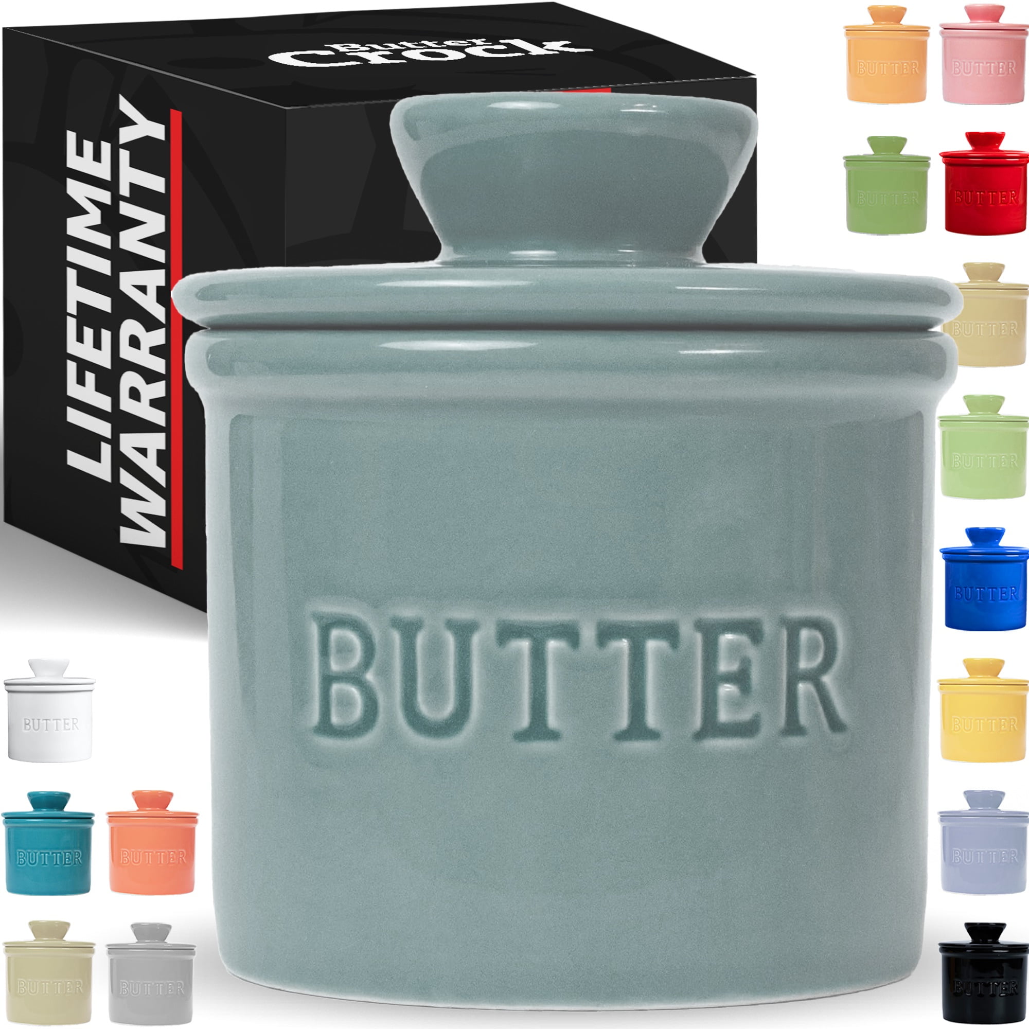 PriorityChef French Butter Crock for Counter With Water Line, Ceramic ...