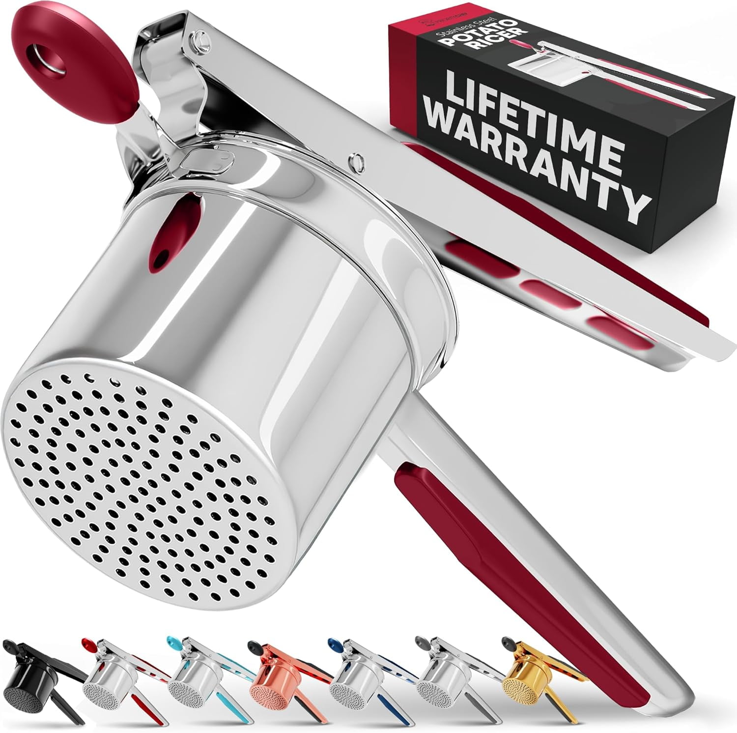 PriorityChef Large 15oz Potato Ricer With 3 Discs, Heavy Duty Stainless ...