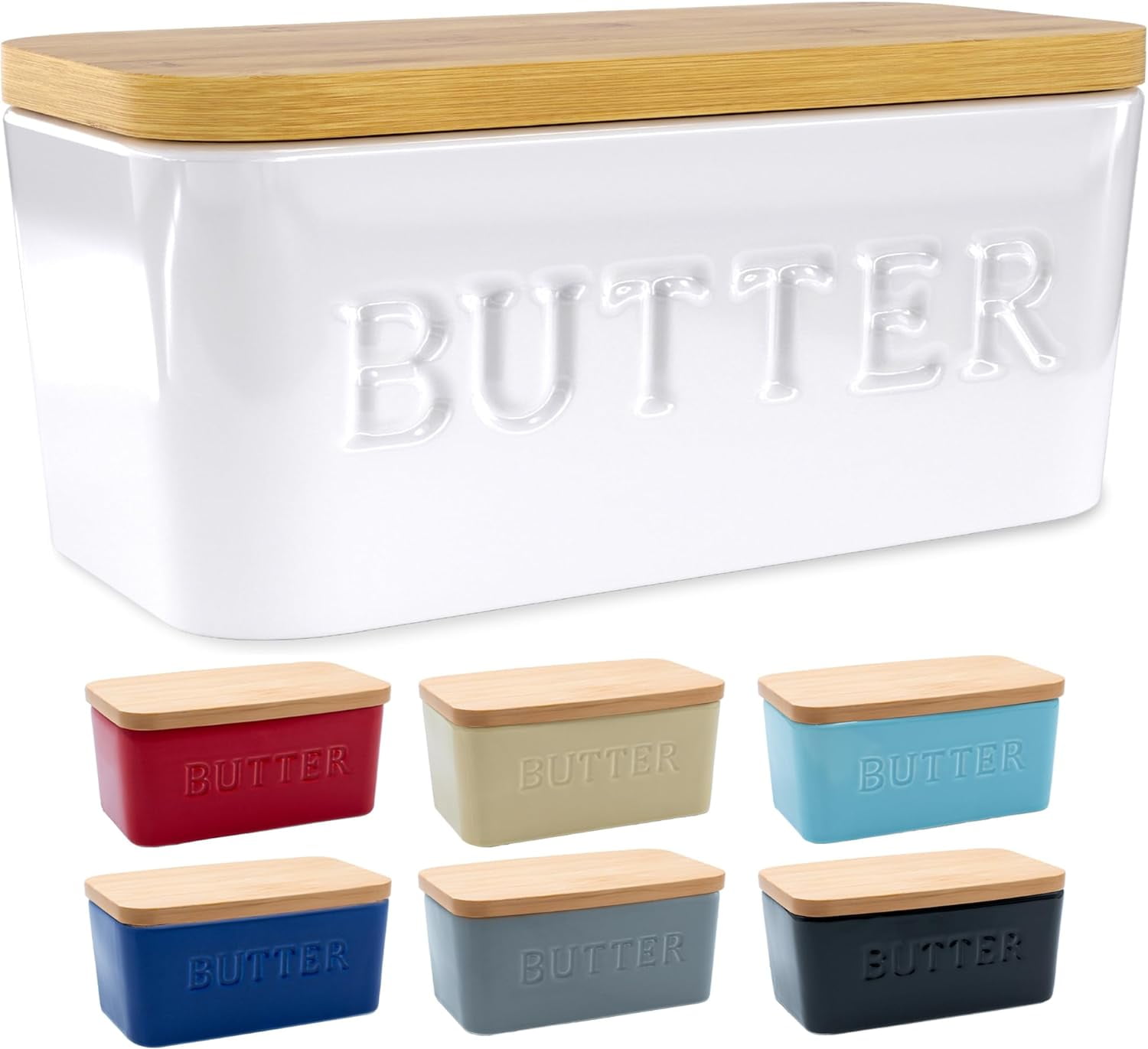 PriorityChef Large Butter Dish with Lid for Countertop, Ceramic Butter ...