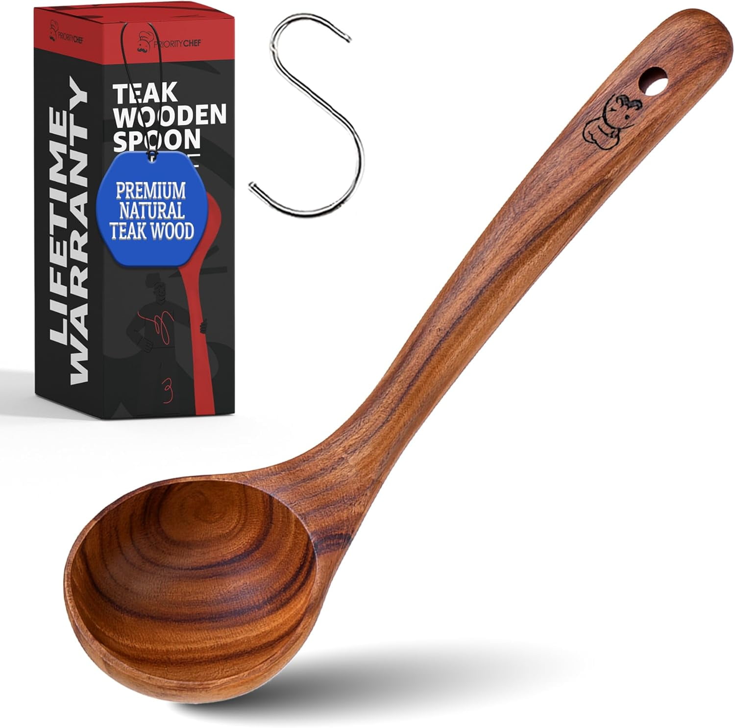 PriorityChef Premium Large Wooden Ladle for Soup - Handcrafted Teak ...