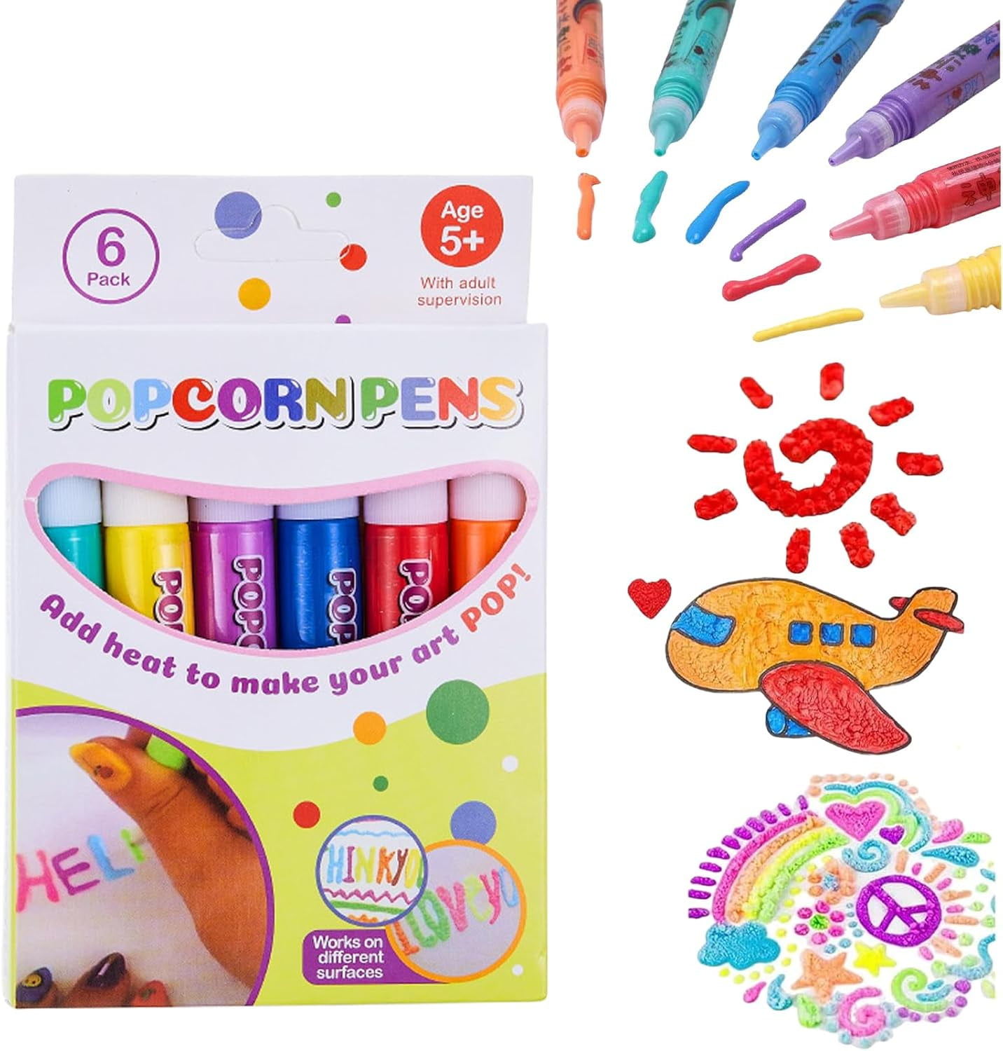Priormer Magic Puffy Pens, 1 Pack 6pcs Marcadores Puffy, DIY Bubble ...