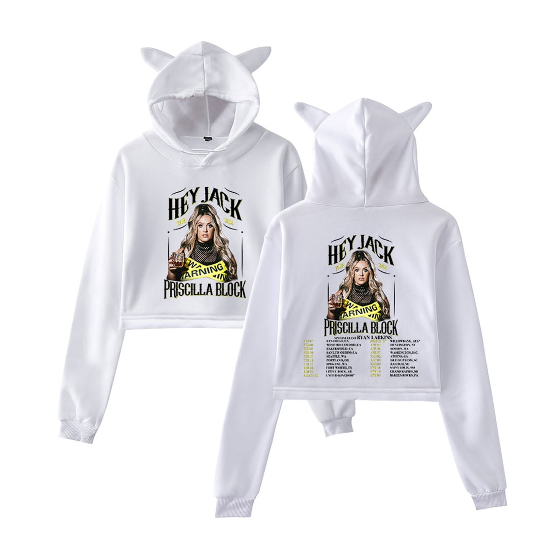 Priscilla Block Hey Jack Tour 2024 Short Hoodie Streetwear Fashion Cat ...