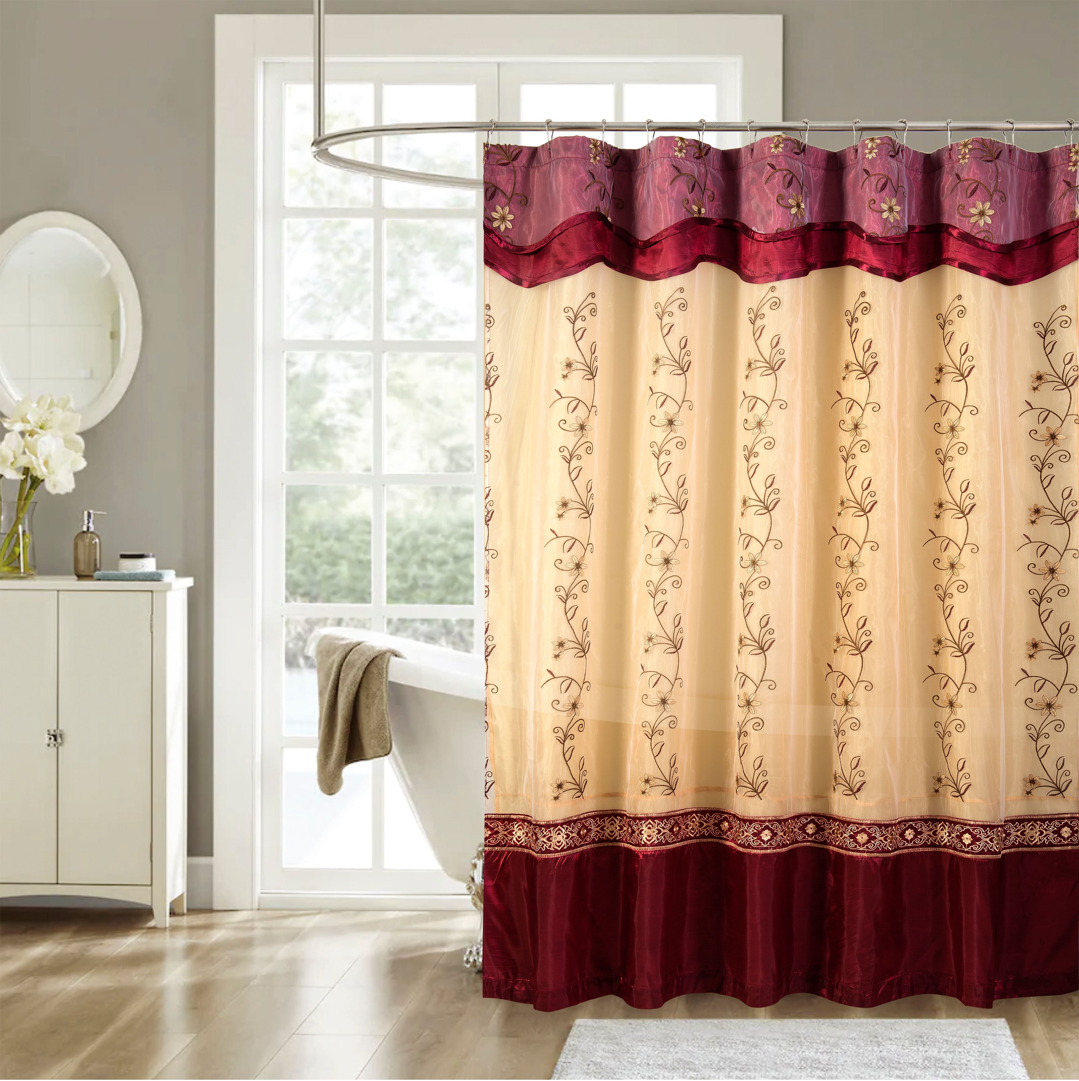 RT Designers Collection Priscilla Embroidered Shower Curtain with ...