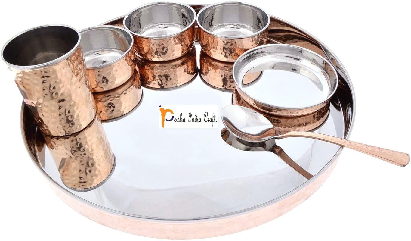 Prisha India Craft Dinnerware Stainless Steel Copper Traditional Dinner ...