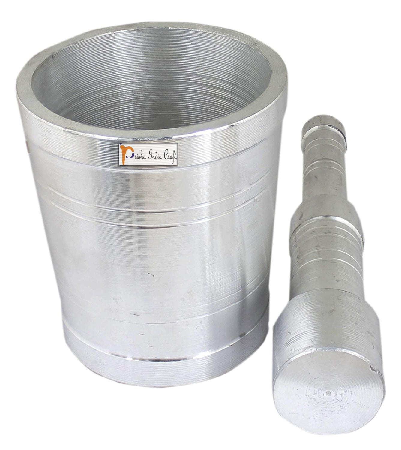 Prisha India Craft Heavy Gauge Aluminium Mortar Pestle, Khal Dasta Ural ...