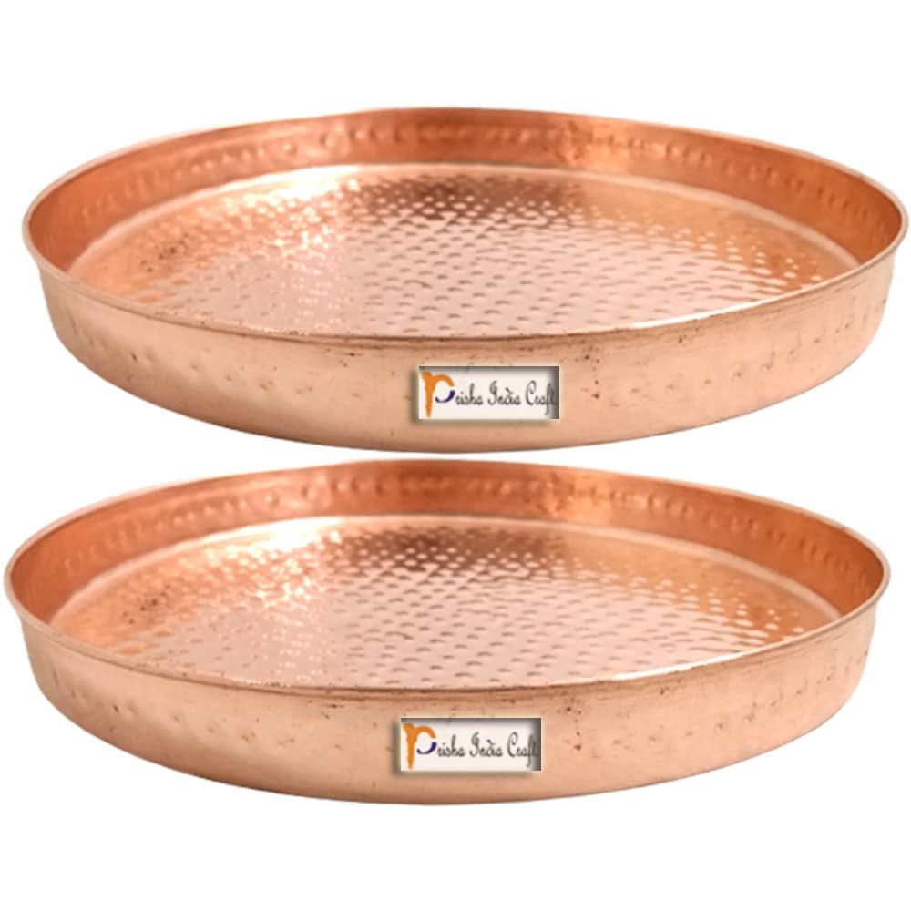 Prisha India Craft Pure Copper Hammered Dinner Set Thali Plate ...