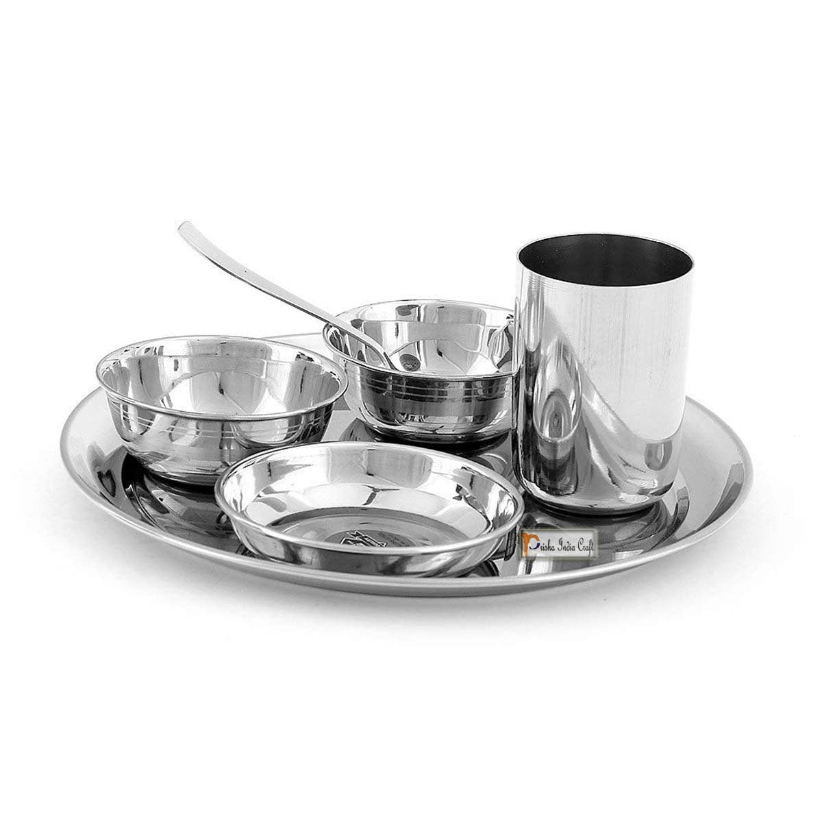 Prisha India Craft Stainless Steel Thali Set Dinner Plates Thali Set ...
