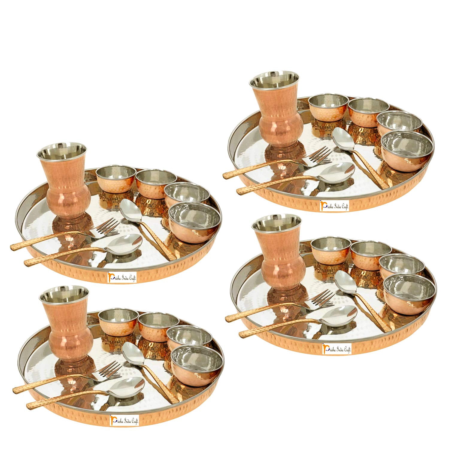 Prisha India Craft Steel Copper Traditional Dinner Set Thali Plate ...