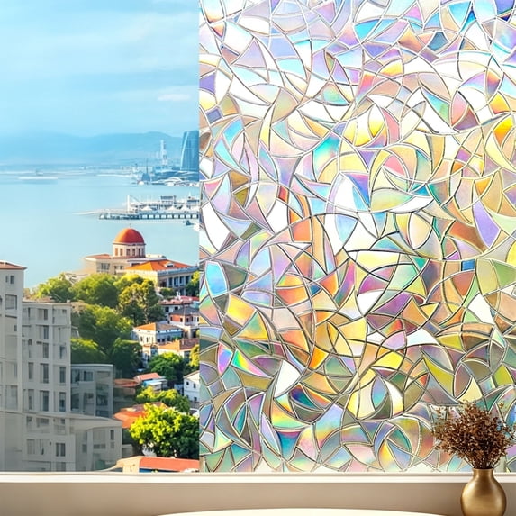 Prism Window Film Sun Blocking, Rainbow Crystal Grid Privacy Window ...