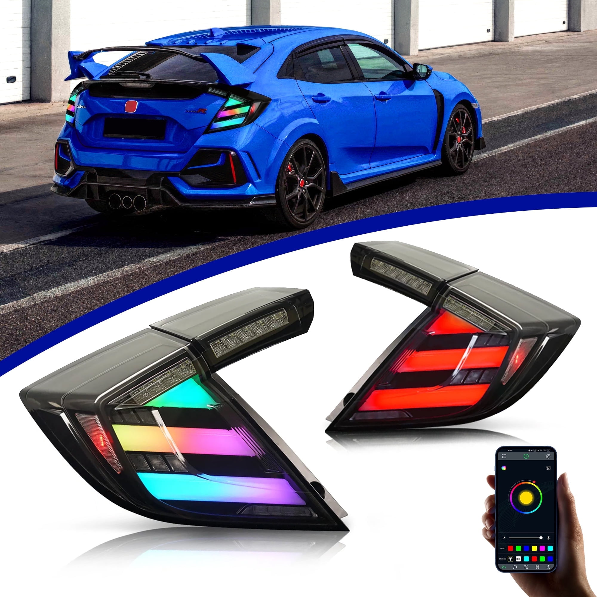 PrismBeam LED RGB Tail Lights Replacement for 10th Gen Honda Civic ...
