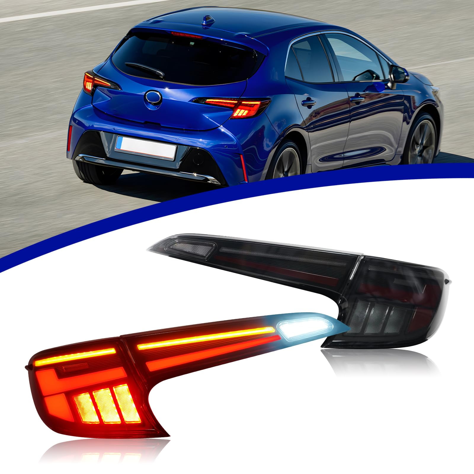 PrismBeam LED Tail Lights Replacement for 2019-2024 Toyota Corolla Hatchback - Fits SE, XSE, GR ...