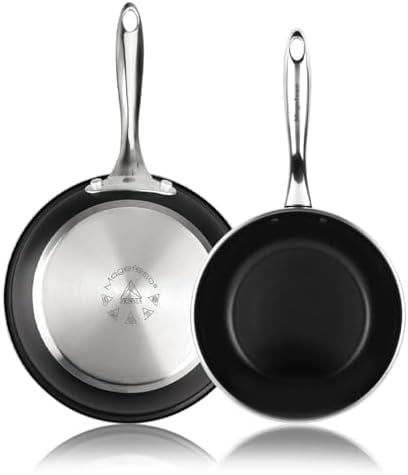 Prisma Frying Pan Set, 7.8" & 9.4", 18/10 Stainless Steel, Triple-Layer ...