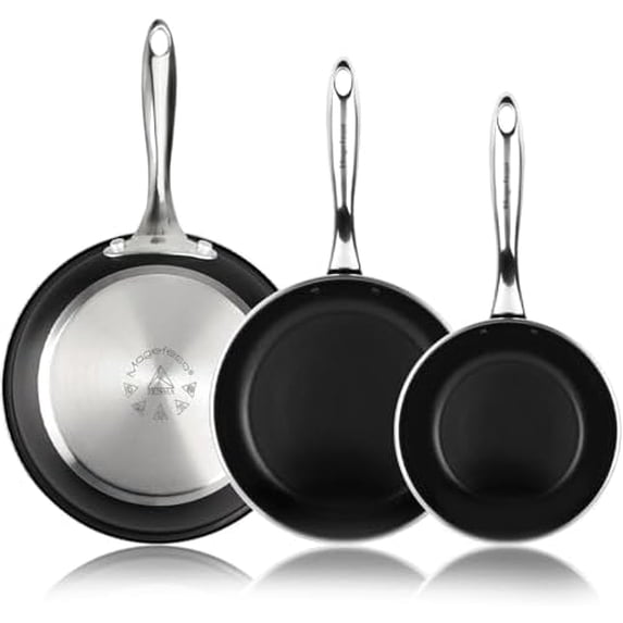 Prisma Frying Pan Set, 7.9", 9.4" & 11", 18/10 Stainless Steel, Triple ...