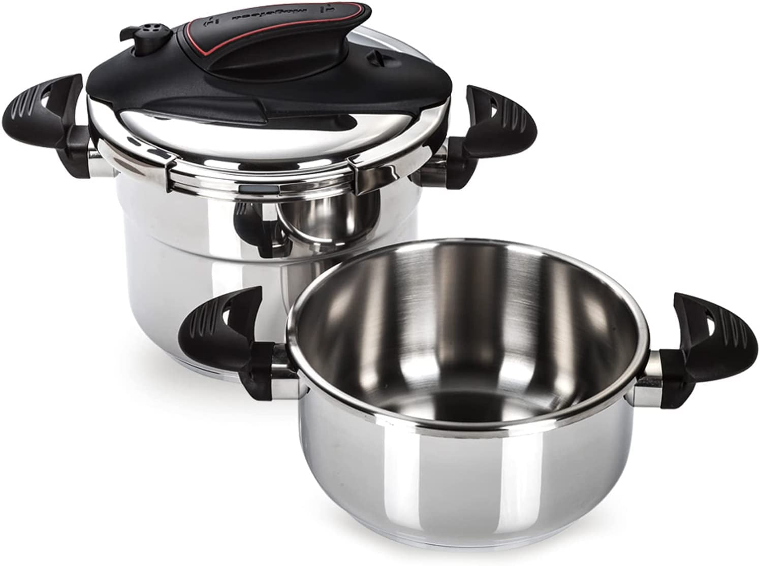 Prisma Pressure Cooker 4.2+6.3 Qt 18/10 Stainless Steel Easy Lock ...