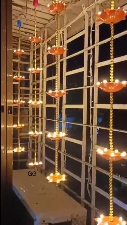 Prisma collections Plastic Vertical Hanging Electronic Diya Brown 5 ...