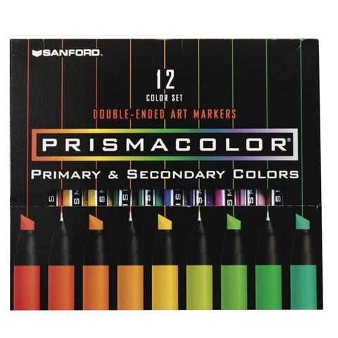 Prismacolor Premier Art Marker Set, Chisel/Fine, 12-Colors, Primary ...