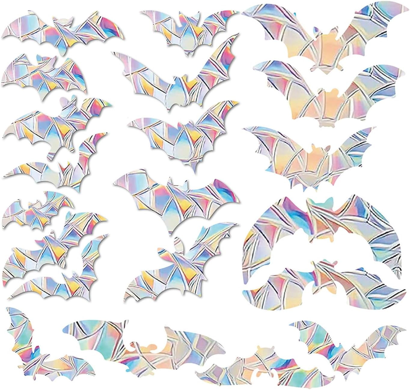 Prismatic Bats Window Clings, Prismatic Halloween Decor Non-Adhesive ...