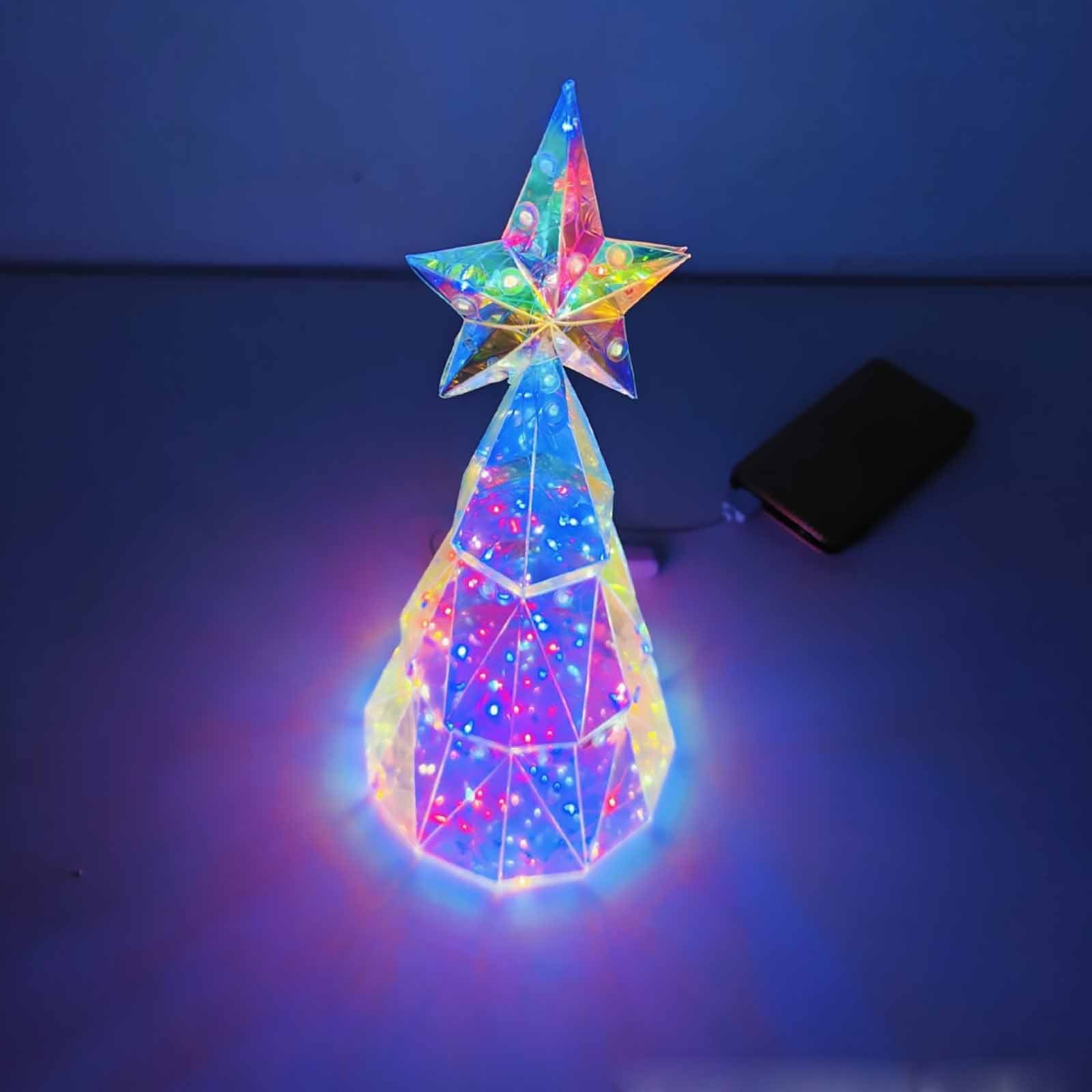 Prismatic Iridescent Christmas Tree Light 12 Inch Holographic Christmas ...