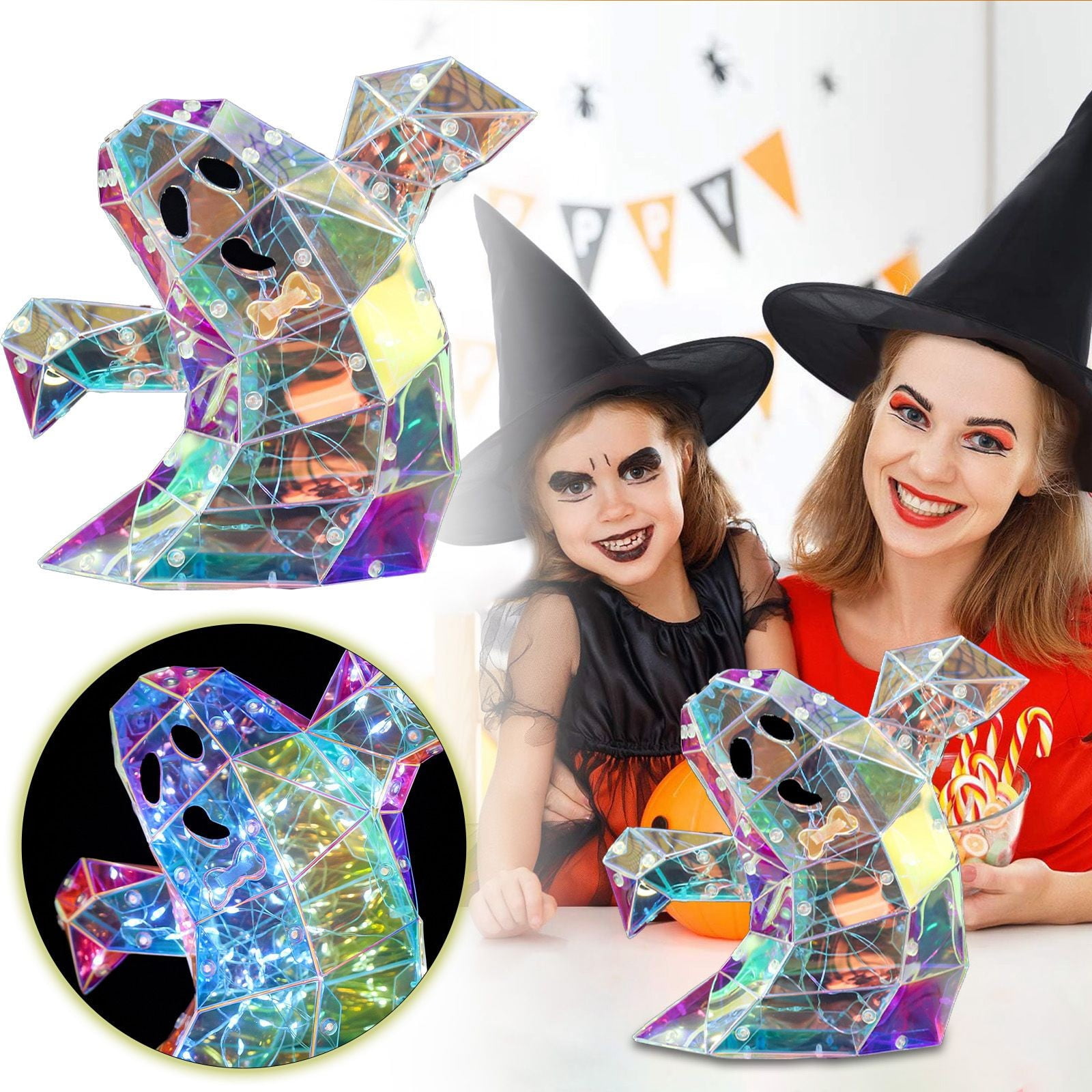 Prismatic Iridescent Spooky Ghost, LED Iridescent Ghost Light, Color ...