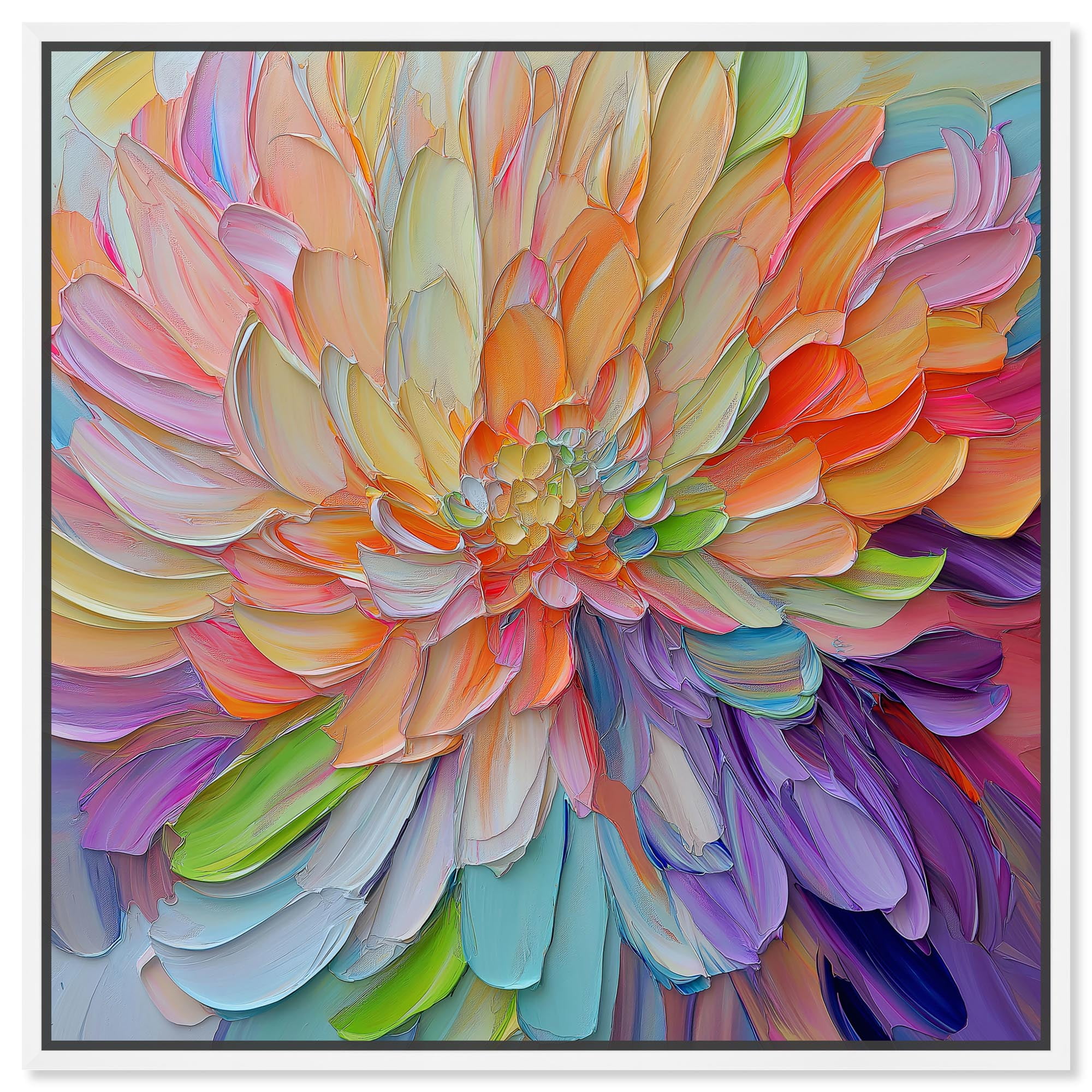 Prismatic Petal Canvas Modern Abstract Art by Art Remedy, White Frame ...