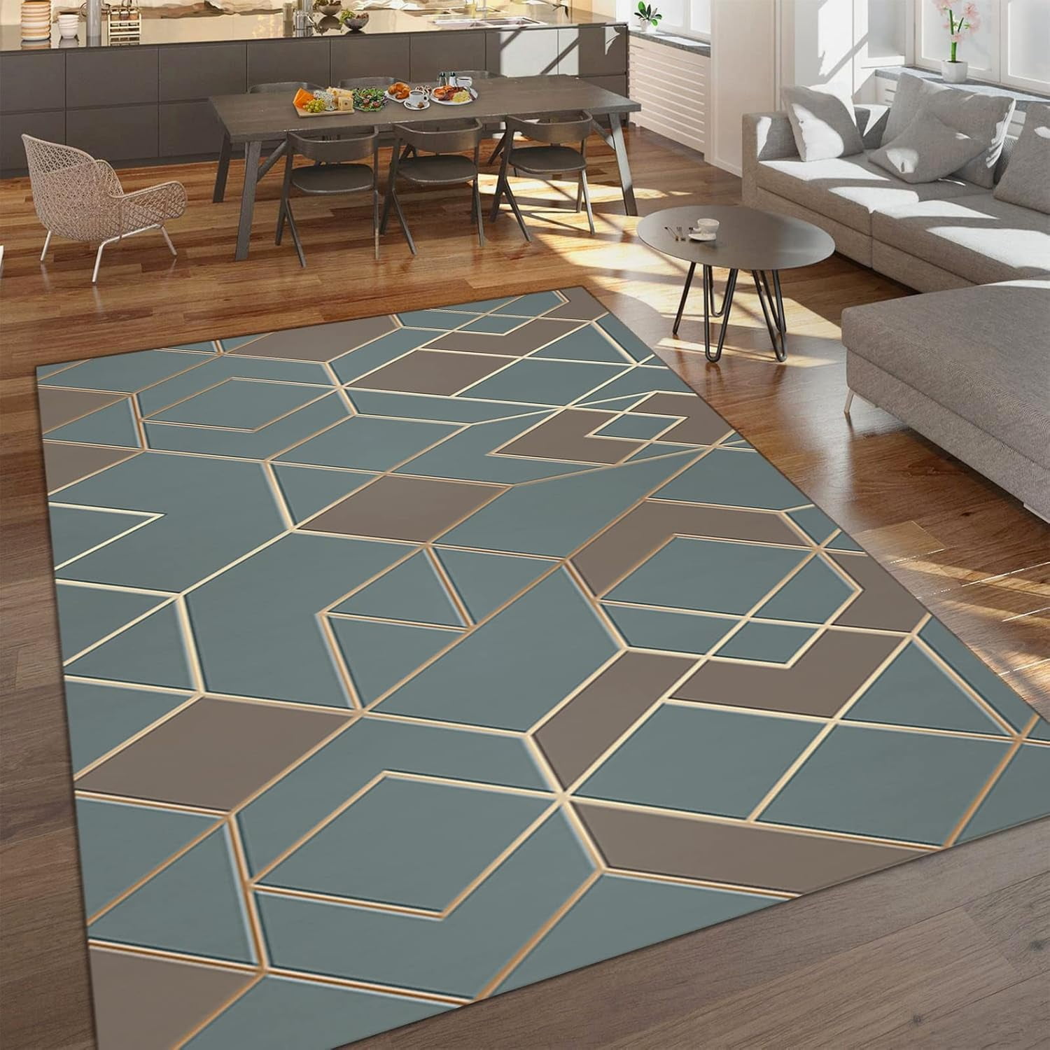 Prismatic Tile Art Area Rugs, Three-Dimensional Geometric Carpet, Mat ...
