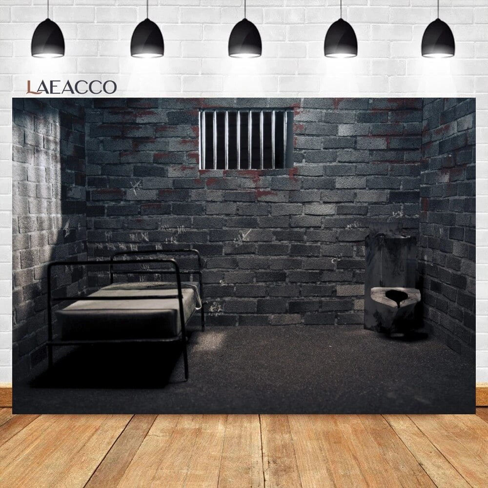 Prison Cell Room Backdrop Dark Jail Cell Bed Bloodstains Murder Mystery ...