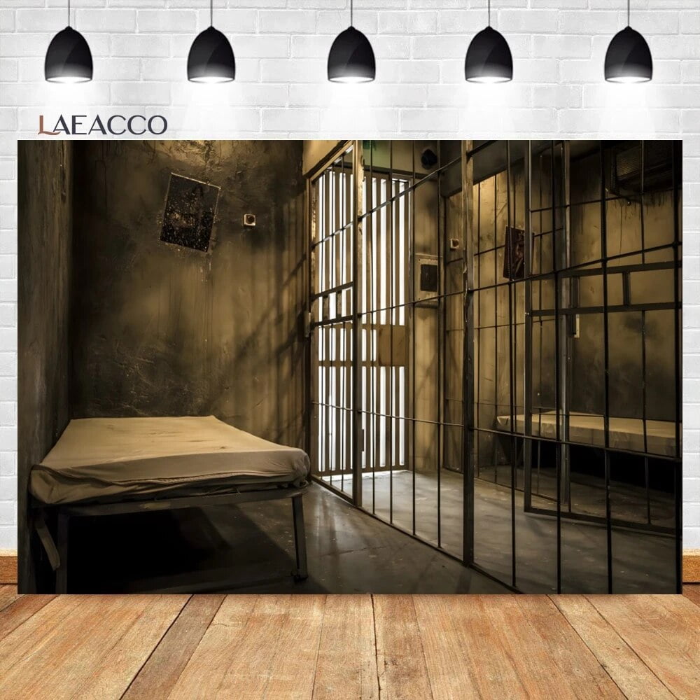 Prison Cell Room Backdrop Dark Jail Cell Bed Bloodstains Murder Mystery ...