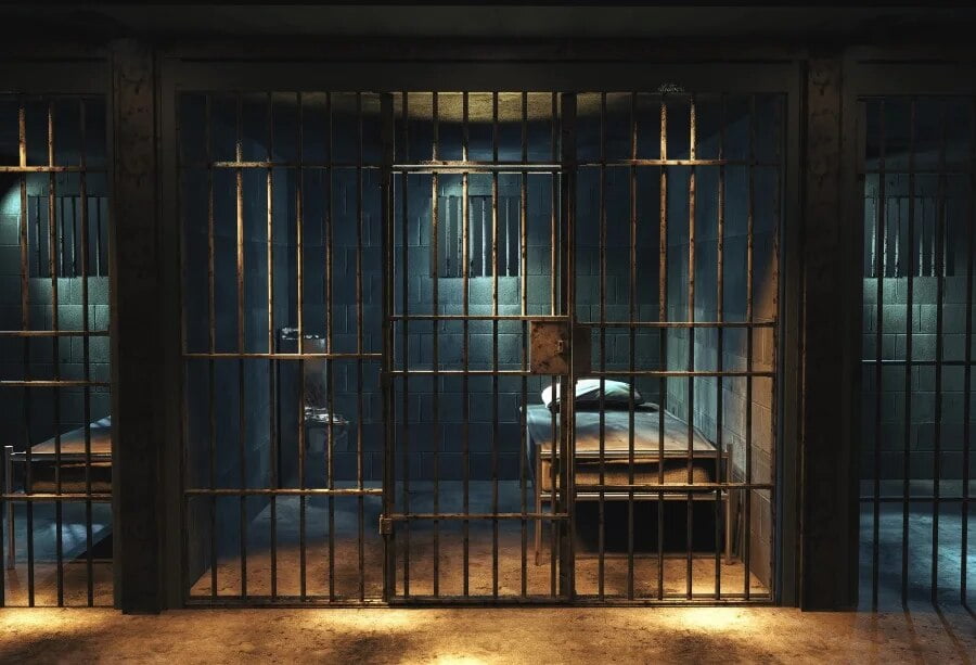 Prison Dark Scary Jail Cell Bars Backdrop Crime Scene Picture Mugshot ...