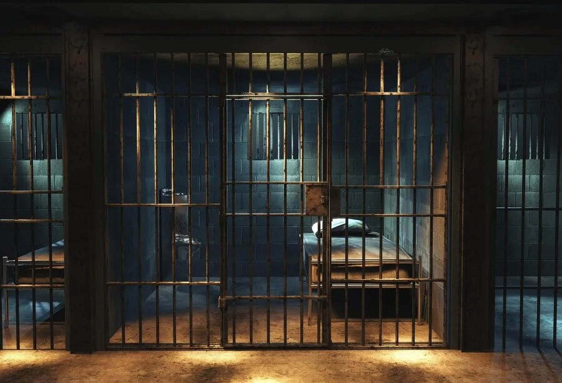 Prison Dark Scary Jail Cell Bars Backdrop Crime Scene Picture Mugshot ...