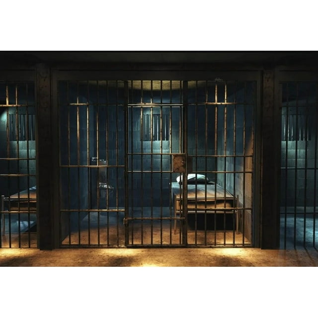 Prison Dark Scary Jail Cell Bars Backdrop Crime Scene Picture Mugshot ...