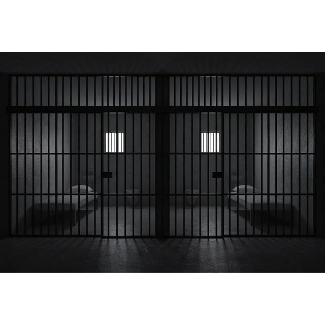 Prison Dark Scary Jail Cell Bars Backdrop Crime Scene Picture Mugshot ...