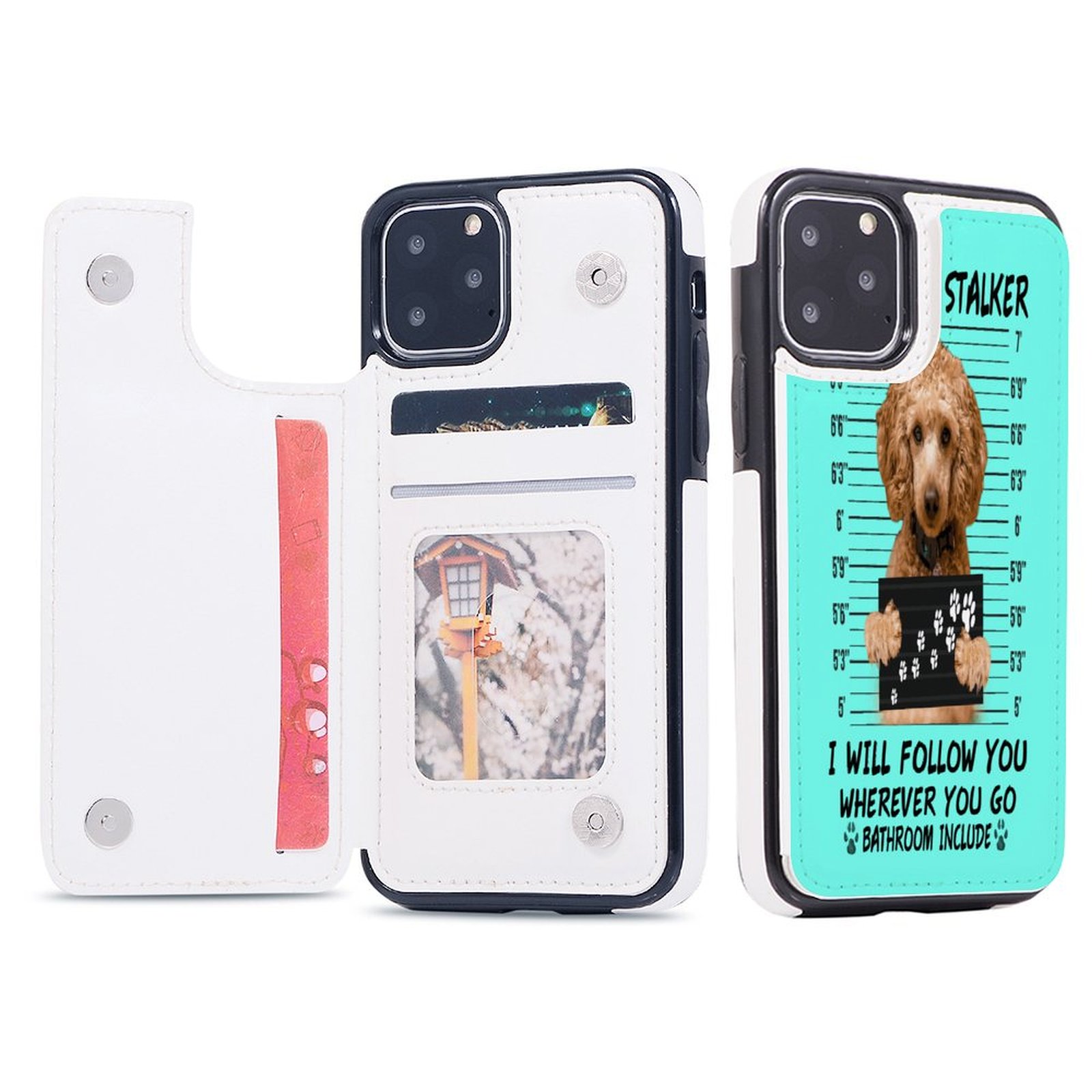 Prison Dog ,Poodle Leather Wallet Case for iPhone 16 15 14 13 12 11 Pro ...