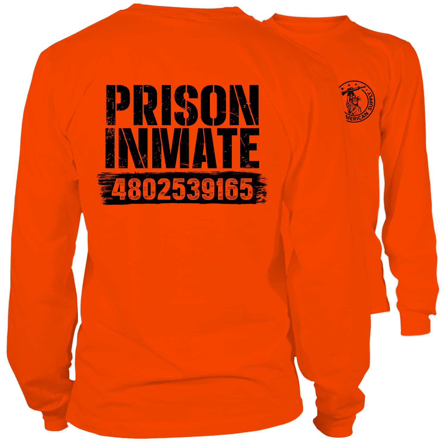 Prison Inmate- Long Sleeve Safety Orange Hi-Vis T-Shirt - Walmart.com