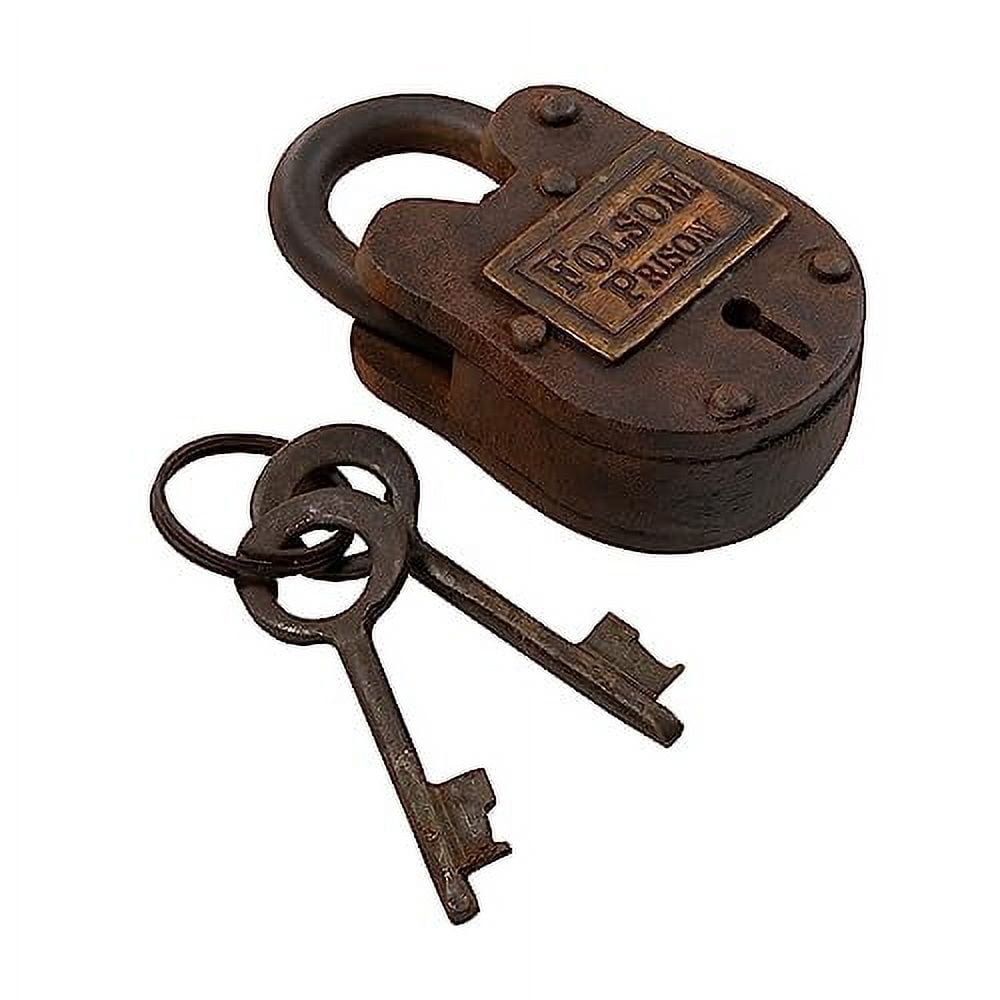 Prison Lock Padlock Antique-Finish w/Keys Folsom Prison - Walmart.com