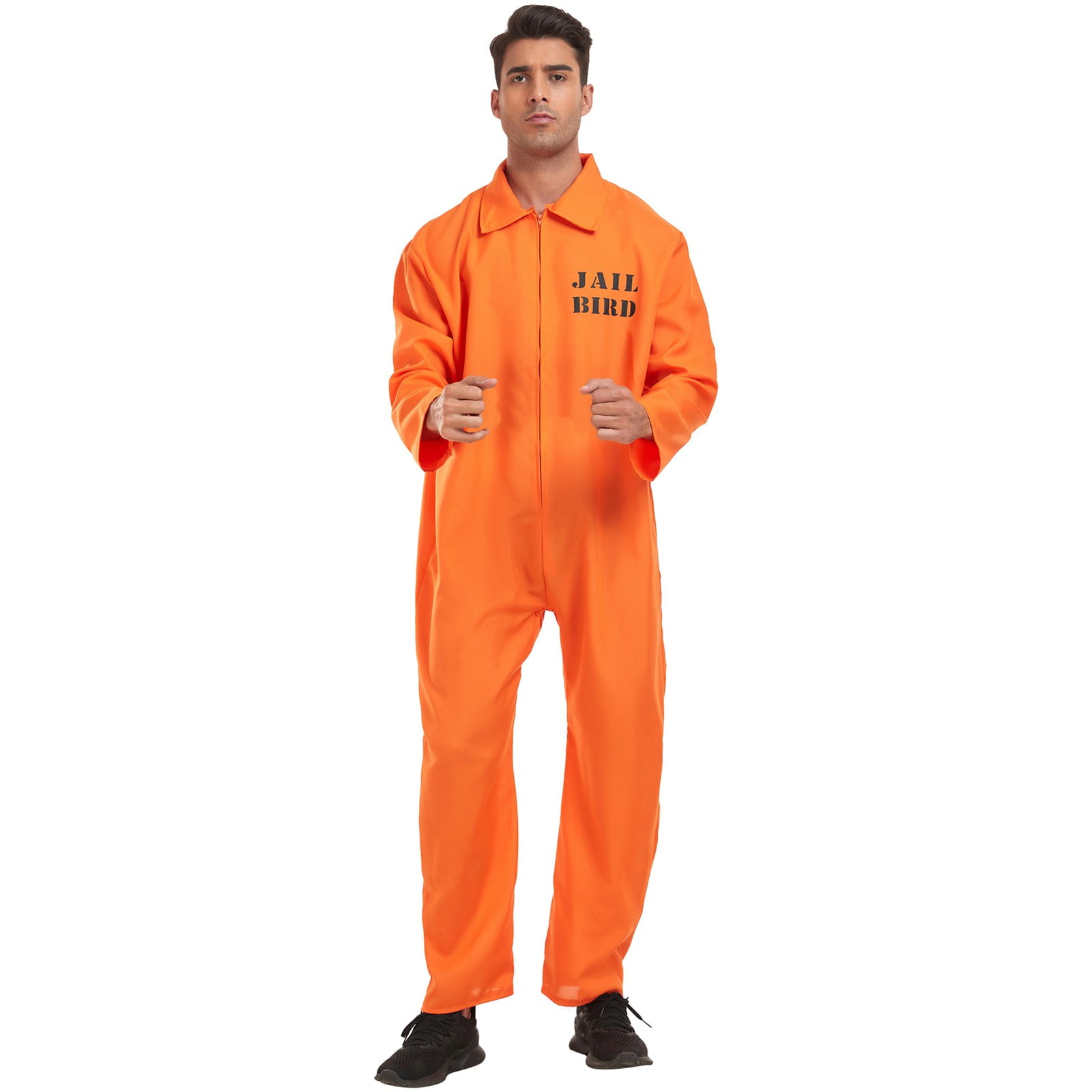 Prisoner Costume Orange Prison Jumpsuit Adult Costumes for Men Jail ...