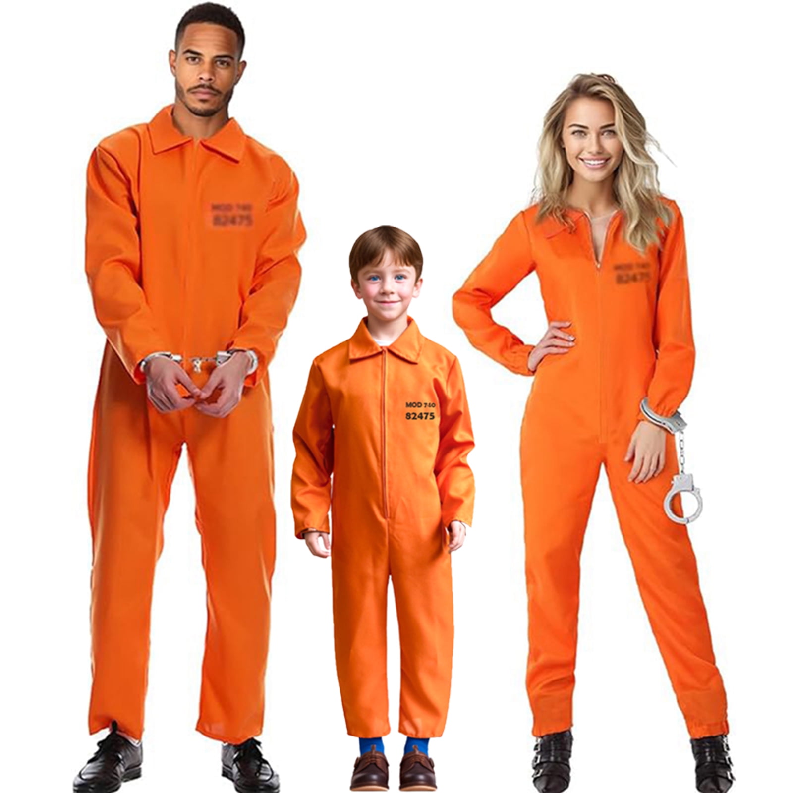 Prisoner Jumpsuit for Men Women Halloween Costume Orange Prison Jail ...