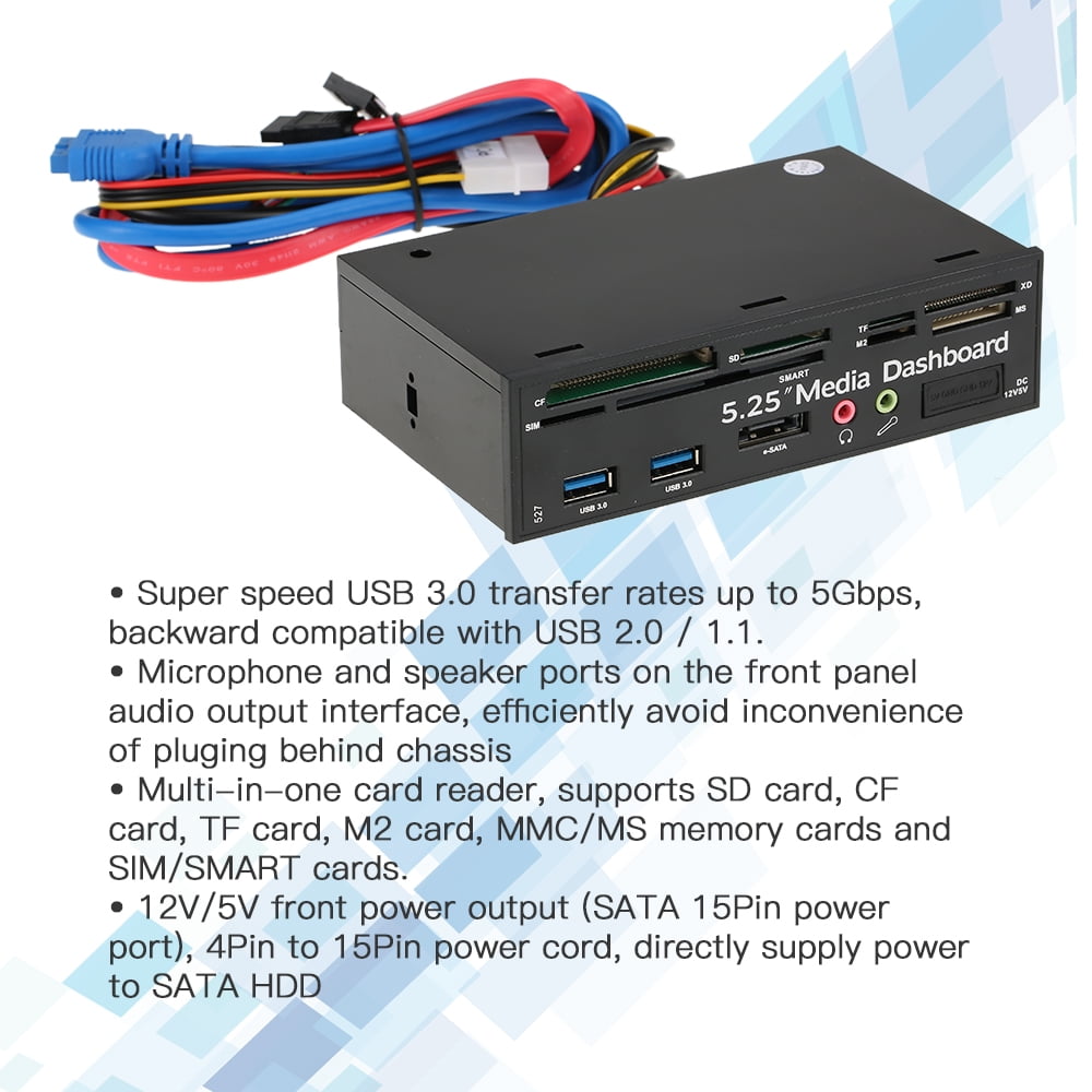Pristin Card Reader,3.0 Hub Media Panel Audio Pc Media Panel Tf M2 5.25 ...