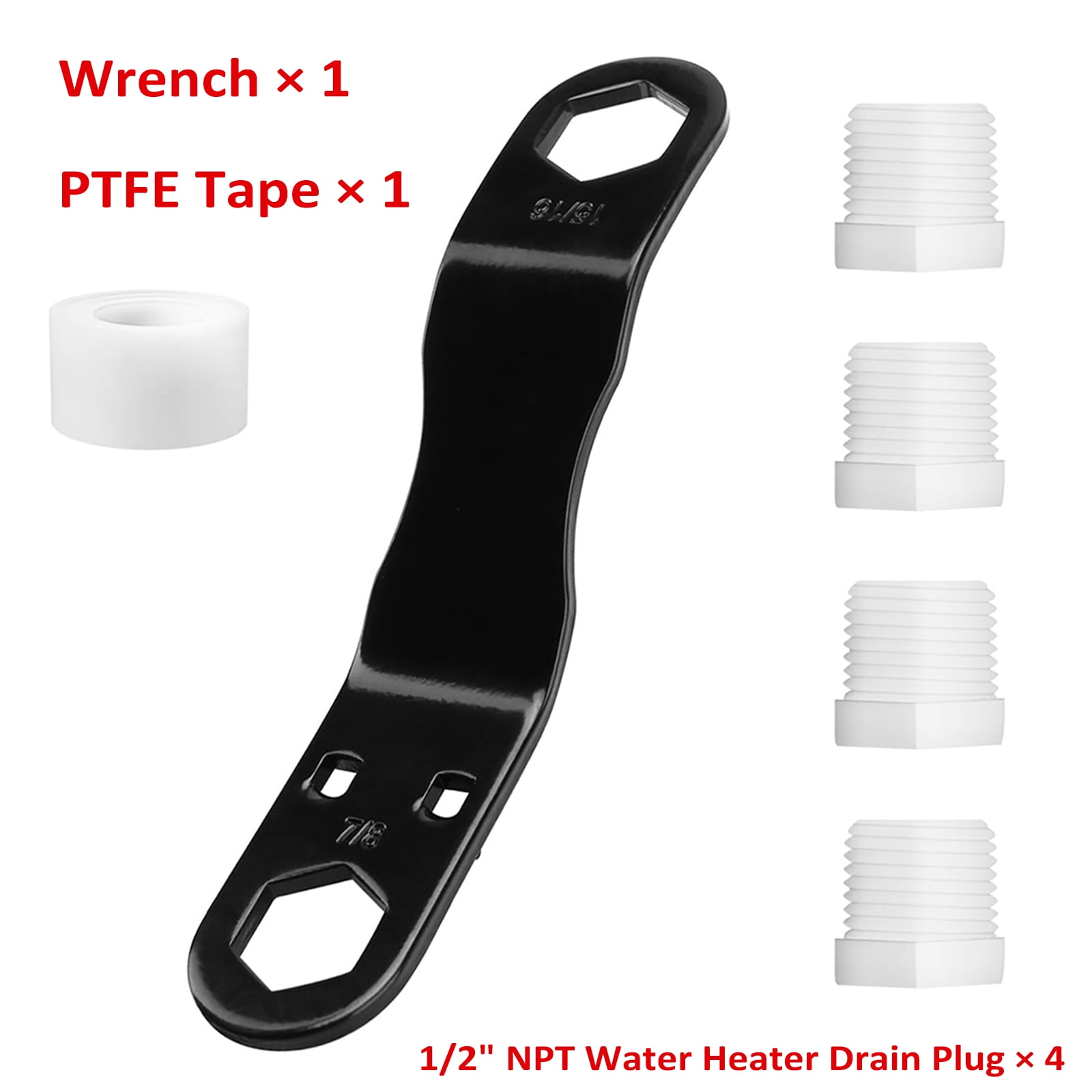 Pristin Drain Plug,Water Heater Drain Heater Drain Kit Npt Ptfe Tape 1/ ...