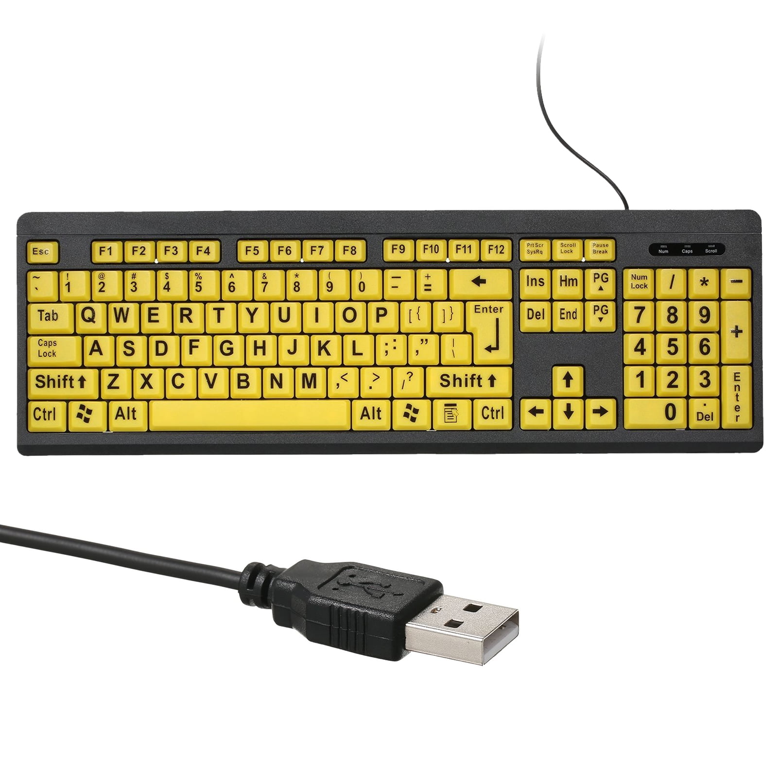 Pristin Keyboard,Low Vision Users Wired USB Print Letters Old Men ...