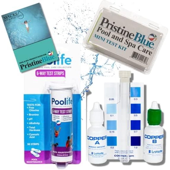 Pristine Blue Mini Test Kit & Poolife Test Strips Bundle - Copper, pH ...